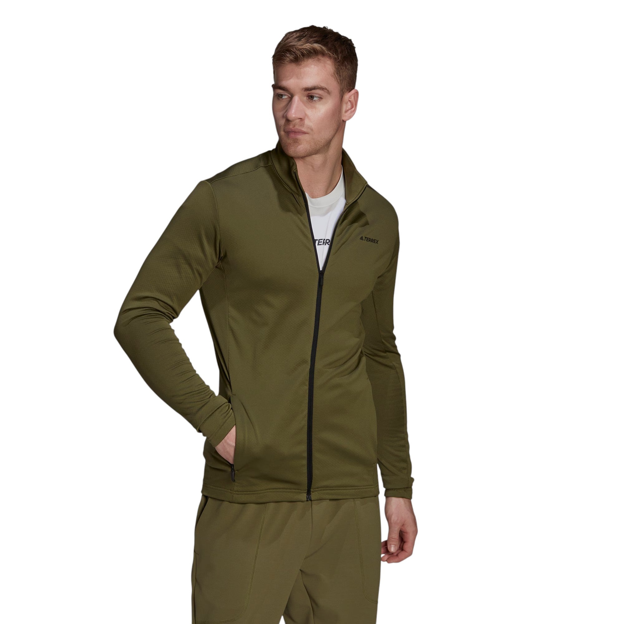 adidas Terrex Full Zip Fleece Jacket - Green - HA2294