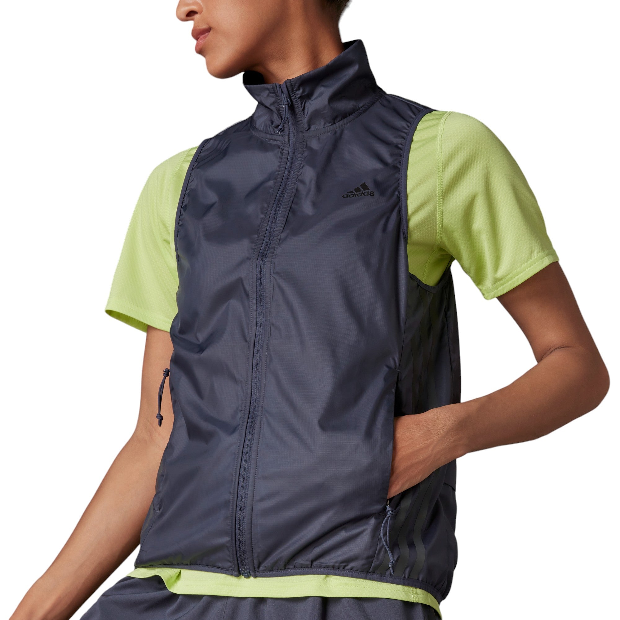 adidas Womens Run Icon 3-Stripes Running Wind Vest - Navy - HD0652