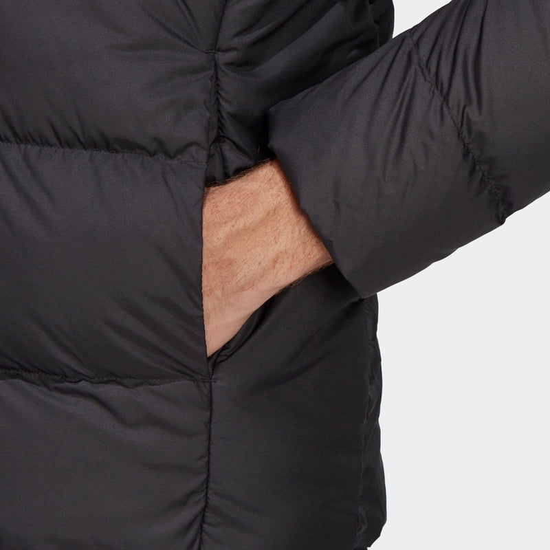 adidas Essentials Midweight Down Hooded Jacket - Black - GT9141 ...