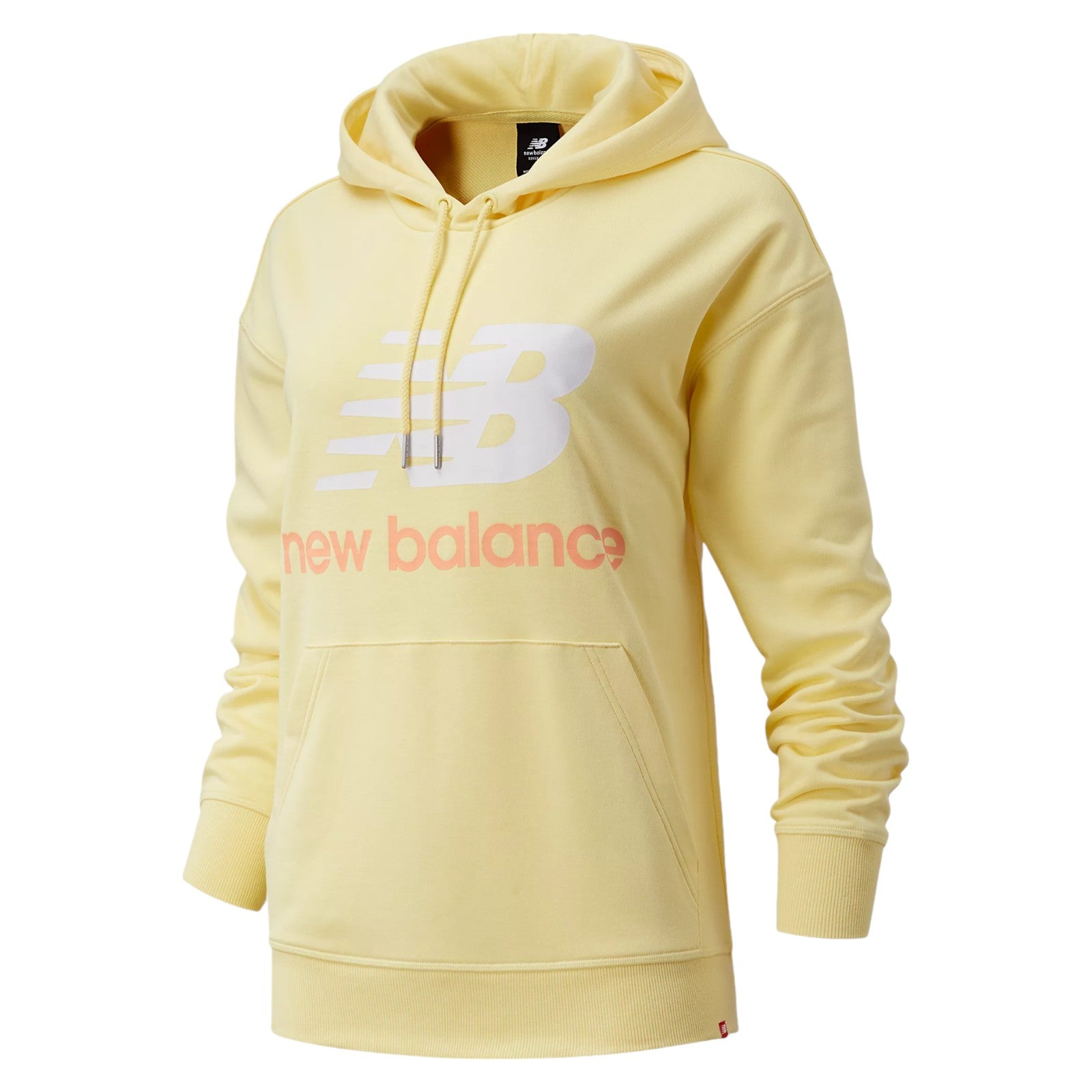 New Balance Womens NB Essentials Stacked Logo Oversize Hoodie - Yellow ...